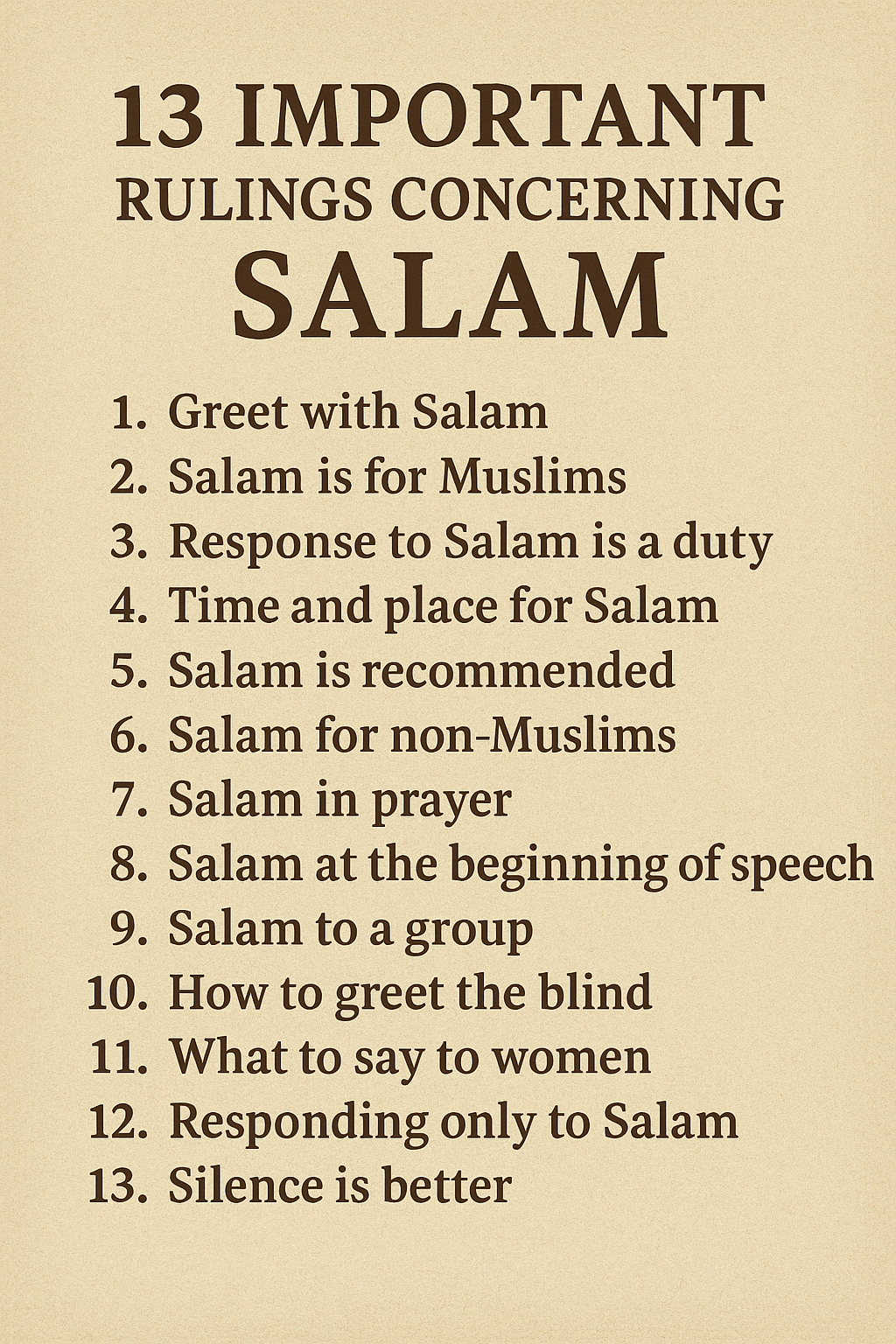 13 Important Rulings Concerning Salam